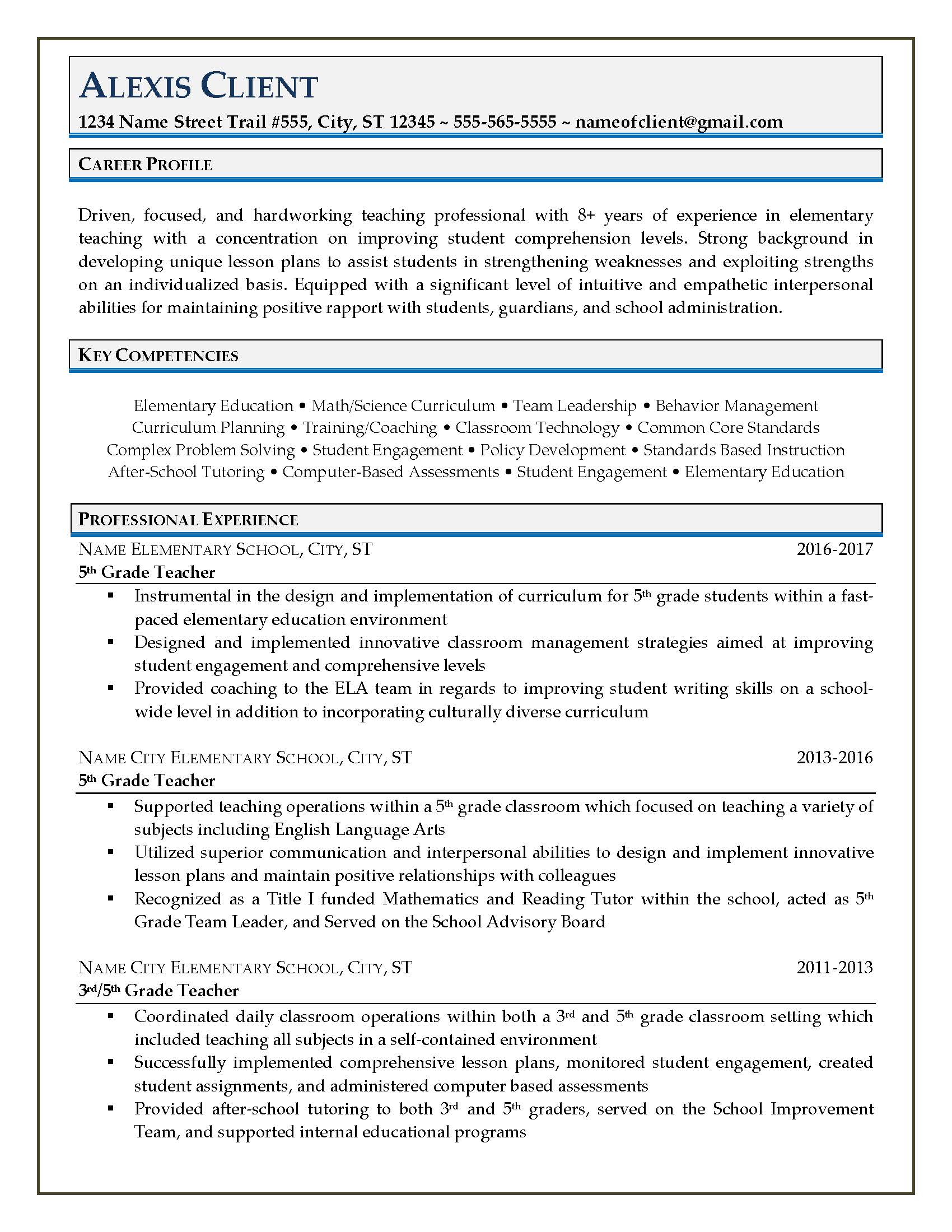 Teacher/Educator Resume #1